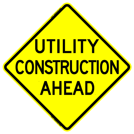 Utility Construction Ahead (RUS) - Bone Safety Signs