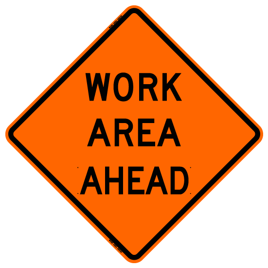 Work Area Ahead Roll-up Sign (RUS) - Bone Safety Signs
